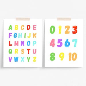Numbers Alphabet Set of 2, Alphabet Numbers Poster, Alphabet Number ...