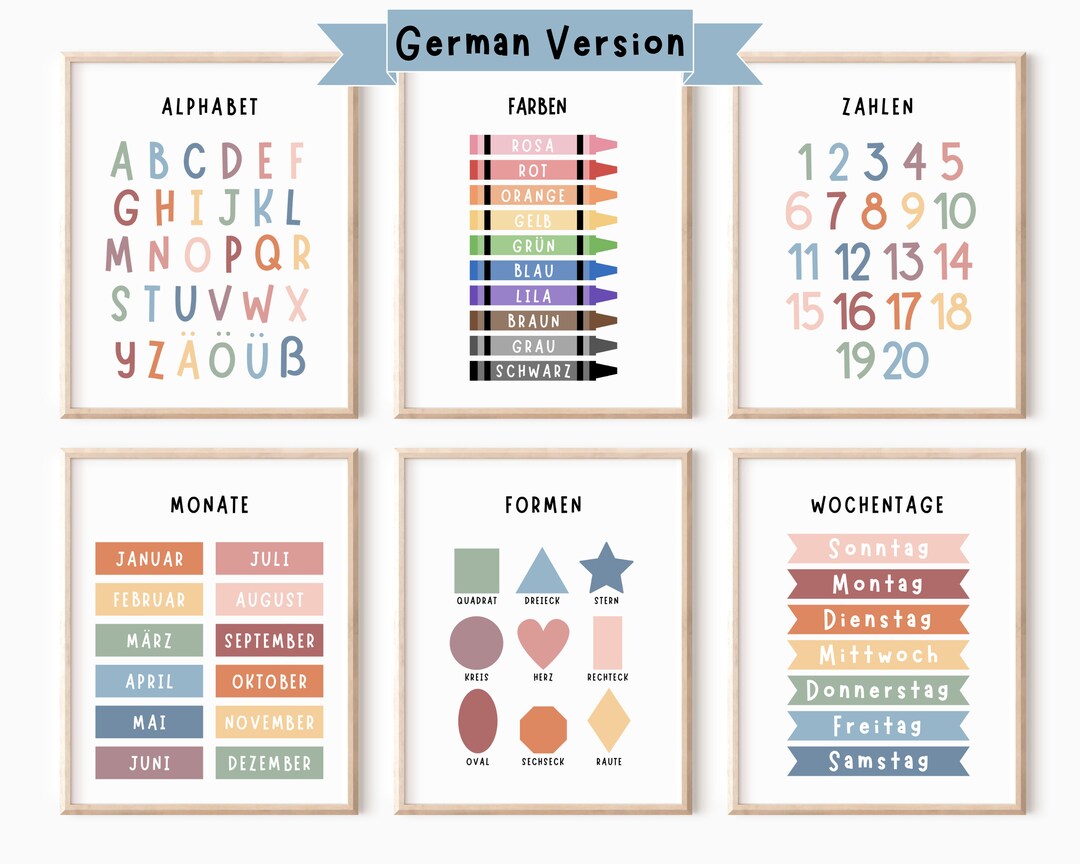 Set of 6 German Educational Prints, Homeschool Classroom Decor ...