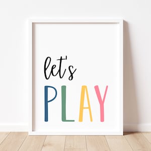 Let's Play Sign, Playroom Printable, Let's Play Wall Art, Playroom ...