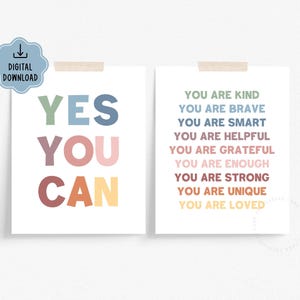 Yes You Can Poster Printable, Playroom Print, Motivational Poster for ...