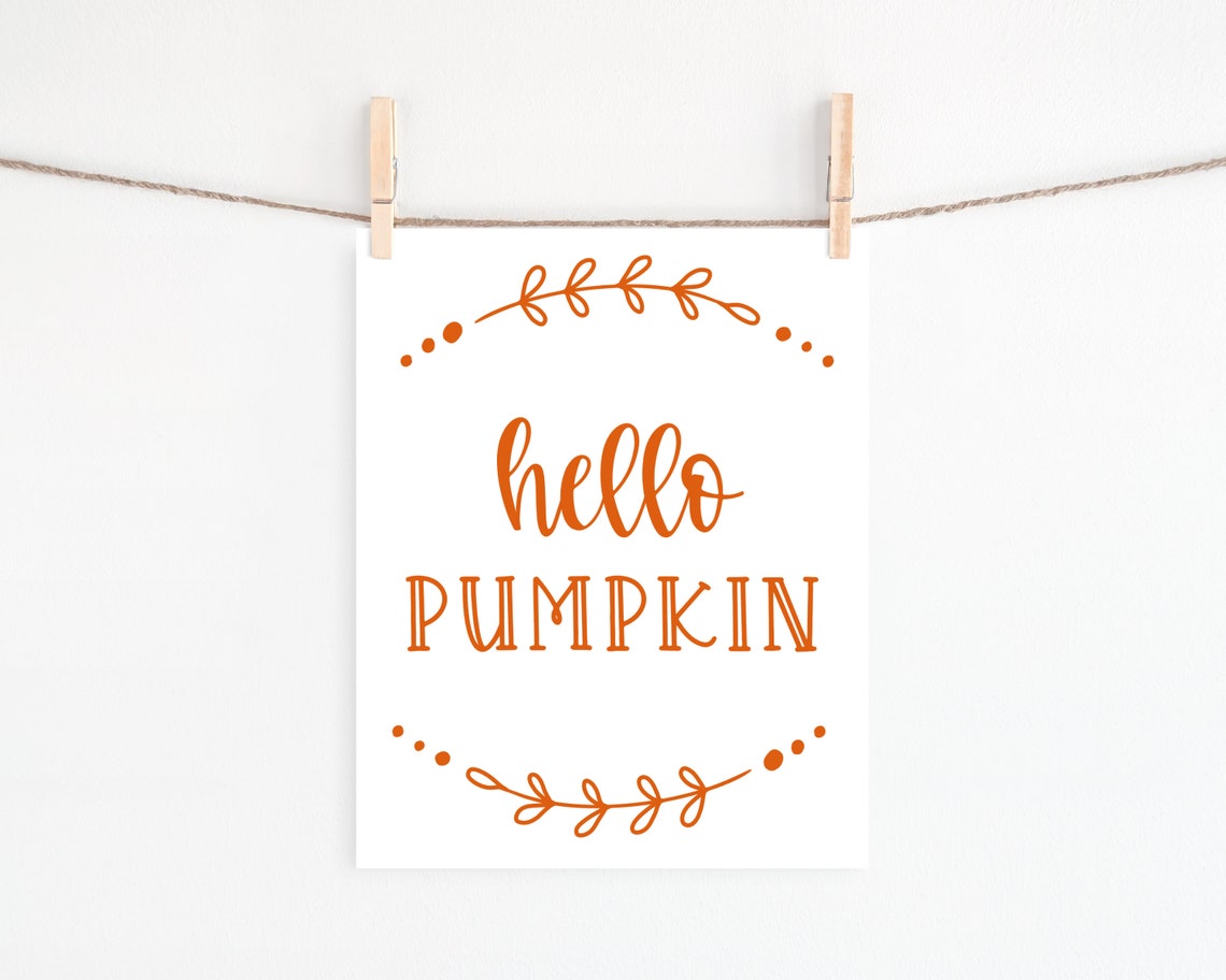 Hello Pumpkin Printable Autumn Printable Fall Wall Decor - Etsy