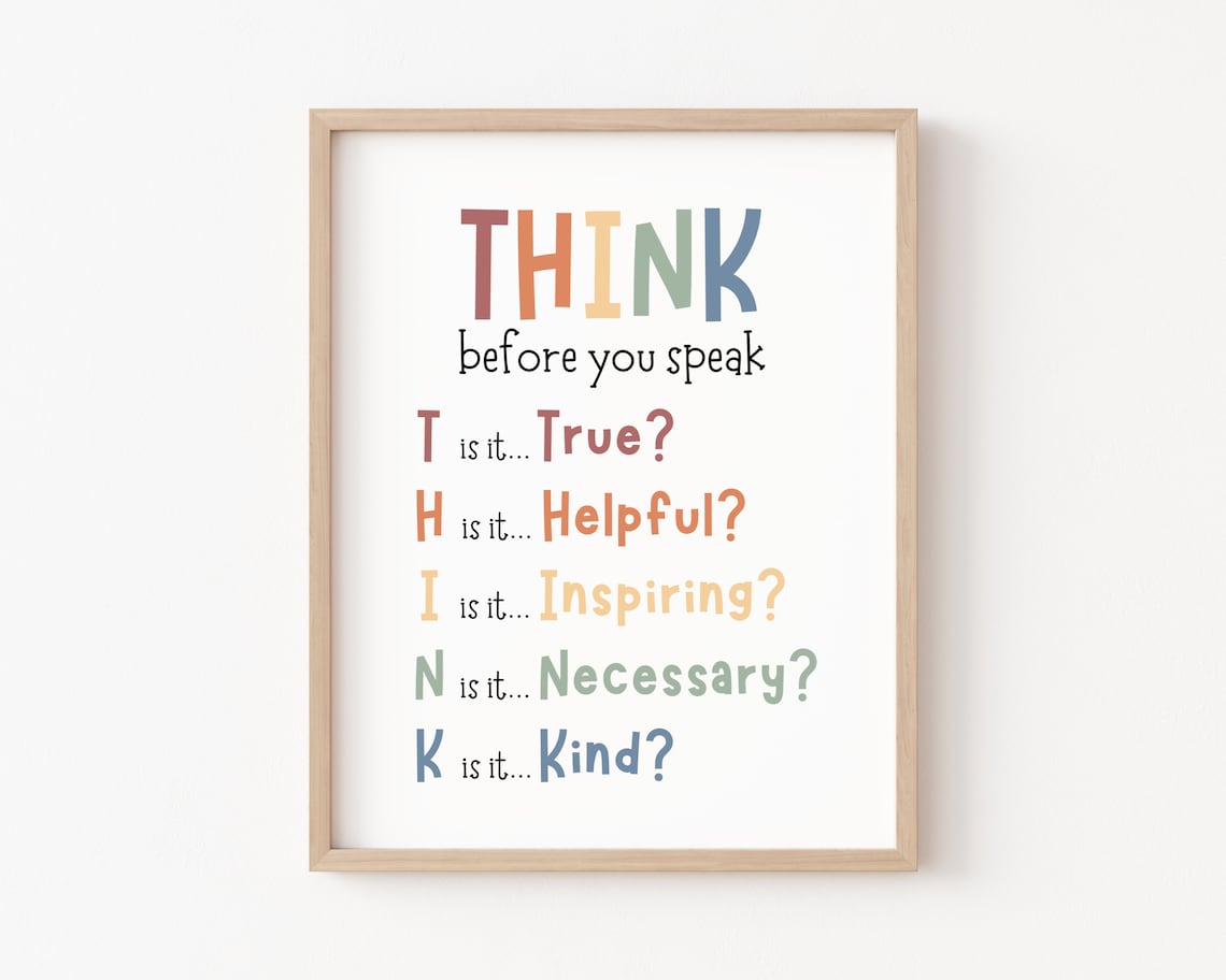 Think Before You Speak Sign, Counselor Office Decor, Boho Classroom ...