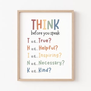 Think Before You Speak Sign, Counselor Office Decor, Boho Classroom ...