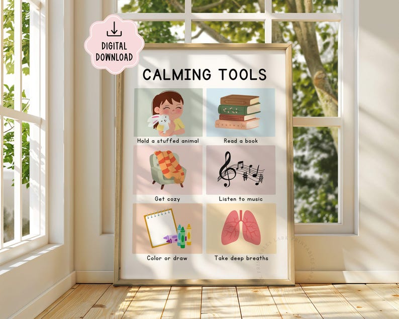 Kids Calming Tools Printable Poster, Calm Down Corner, Emotional Self ...