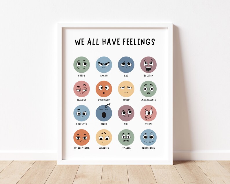 It's Okay to Feel, Boho Classroom Decor, Feelings Chart Poster, My ...