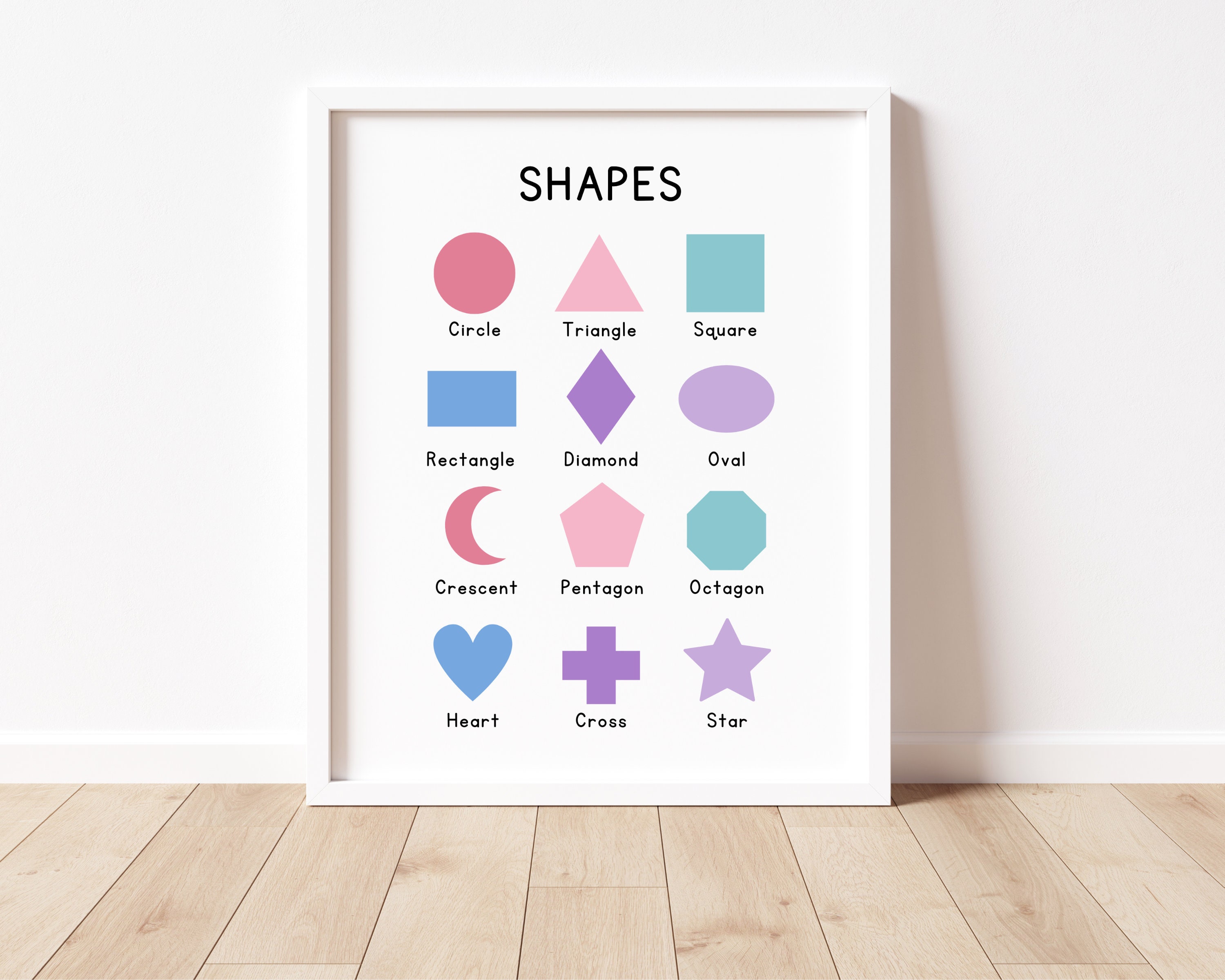 Shapes Poster, Educational Wall Art, Geometric Shapes Print ...