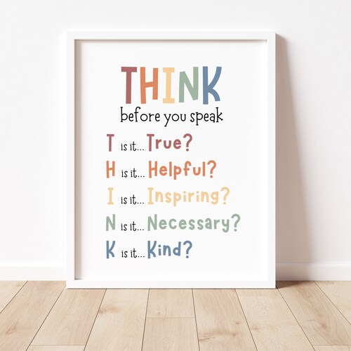 Think Before You Speak Sign Counselor Office Decor Boho - Etsy