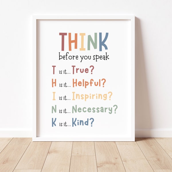 Think Before You Speak Poster - Etsy