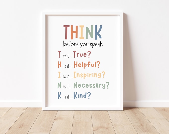 THINK Before You SPEAK Classroom Sign - Before You Speak Think Sign ...