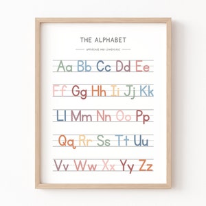 Rainbow Alphabet Poster, Handwriting Chart Print, Educational Wall Art ...