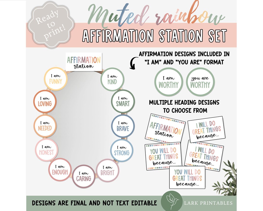Affirmation Station Printables School Counselor Decor, Positive ...