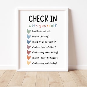 Check in With Yourself Poster, Self Care Check In, Daily Checklist ...
