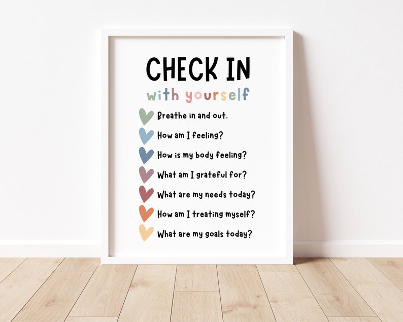 Check in With Yourself Poster, Self Care Check In, Daily Checklist ...