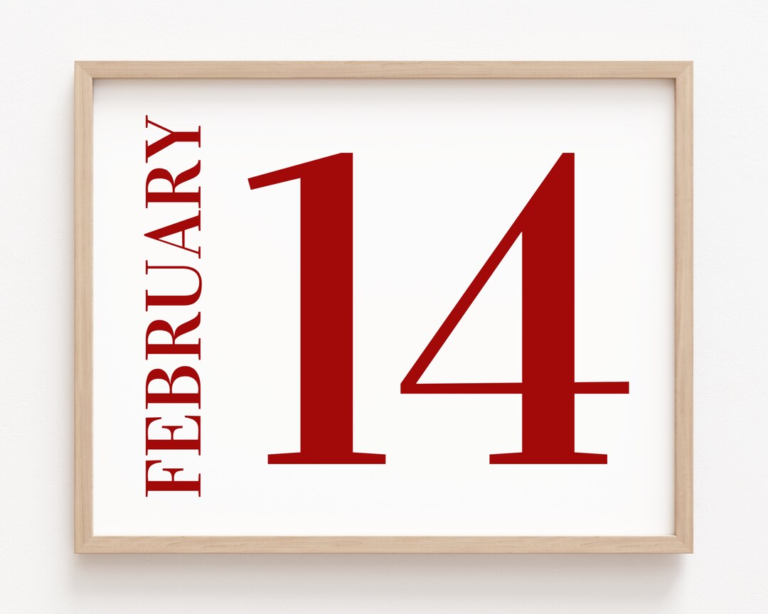 February 14 Printable Wall Art, Minimalist Valentine Art, February 14 ...