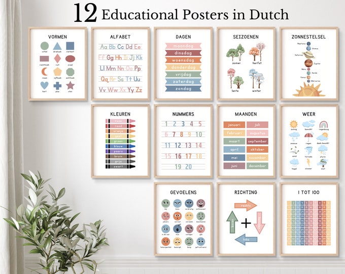 DUTCH Version Animal Alphabet Poster Watercolor Handmade Poster ...