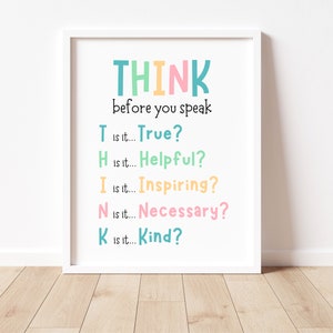 Think Before You Speak Sign, Counselor Office Decor, Boho Classroom ...