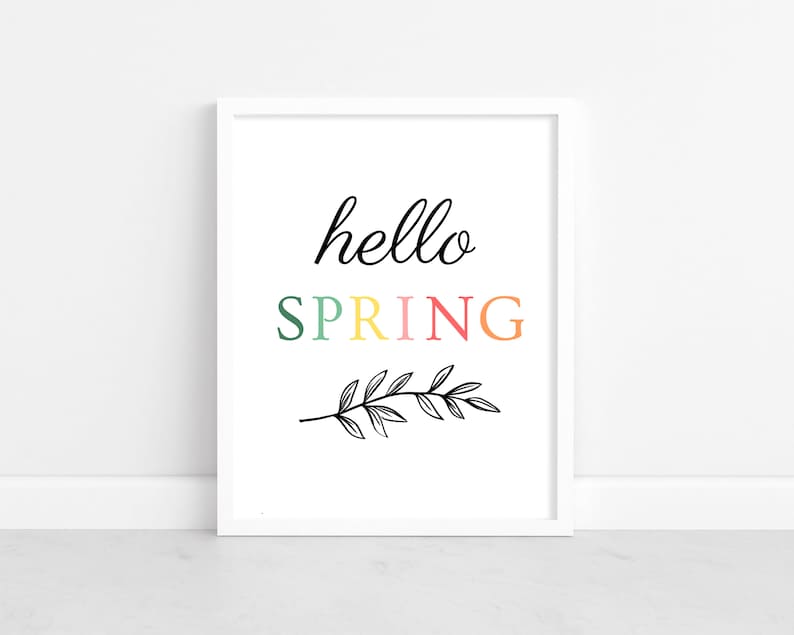 Hello Spring Printable, Printable Wall Art, Hello Spring Sign ...
