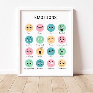 Emotions Poster, Feelings Chart for Kids, School Counselor Office Decor ...