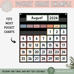 Classroom Calendar Set Printable, Pocket Chart Calendar Cards, Calendar ...