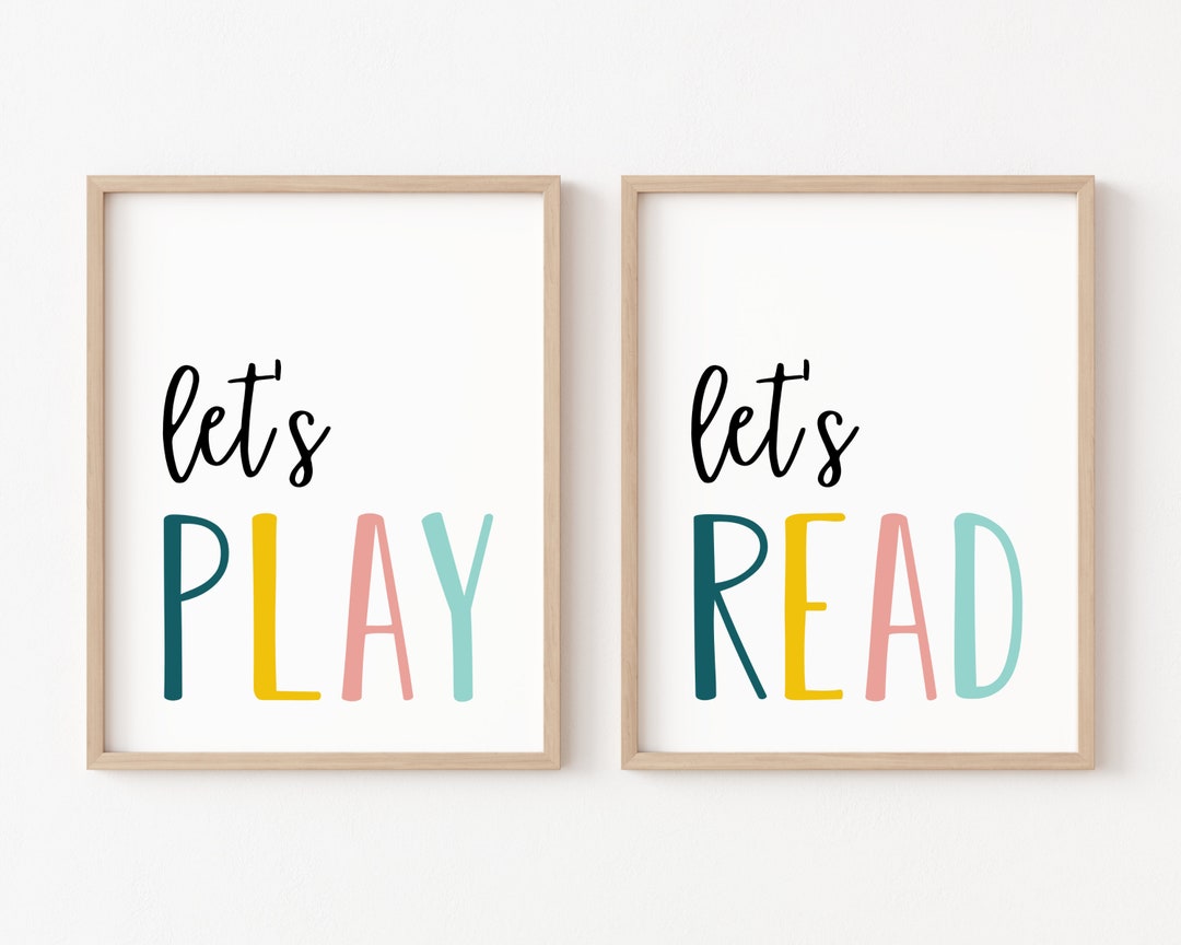Let's Play Printable Set of 2, Classroom Poster, Let's Read Print Set ...