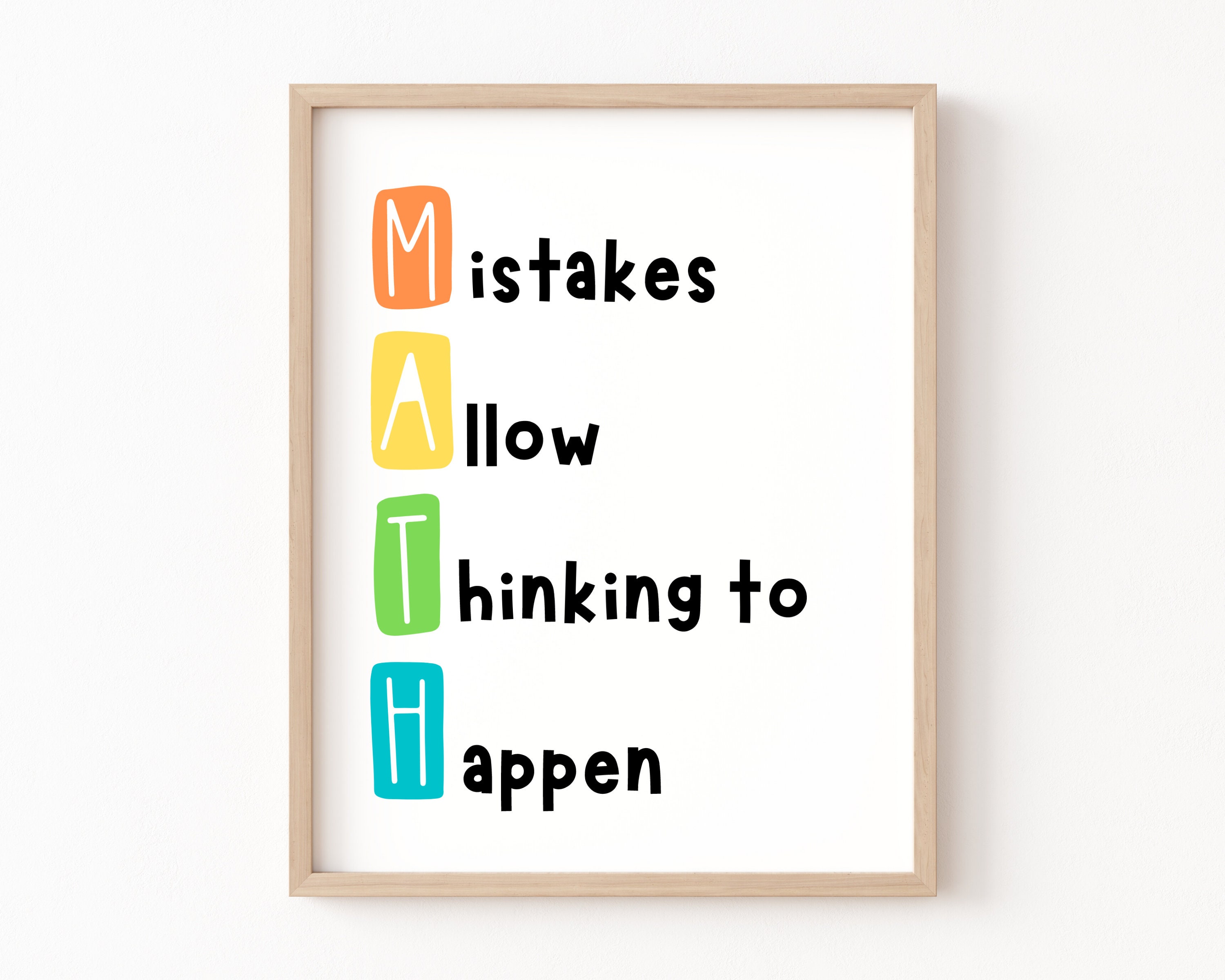 Math Classroom Decor, DIGITAL DOWNLOAD, Mistakes Allow Thinking to ...