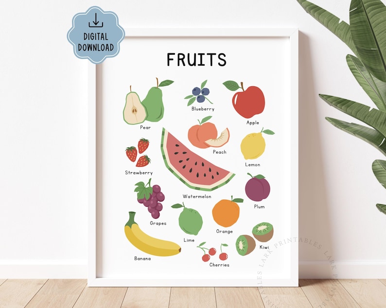 Fruits Vegetables Educational Prints, Digital Download, Classroom ...