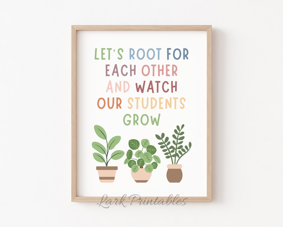 Let's Root for Each Other Sign, Boho Classroom Decor, Playroom Wall Art ...