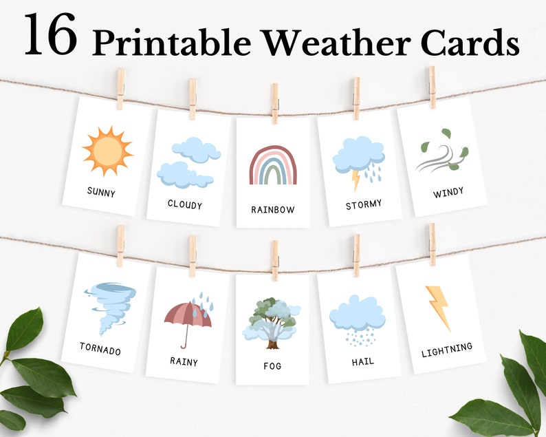 Weather Flashcards, Toddler Weather Activity, Homeschool Activities ...