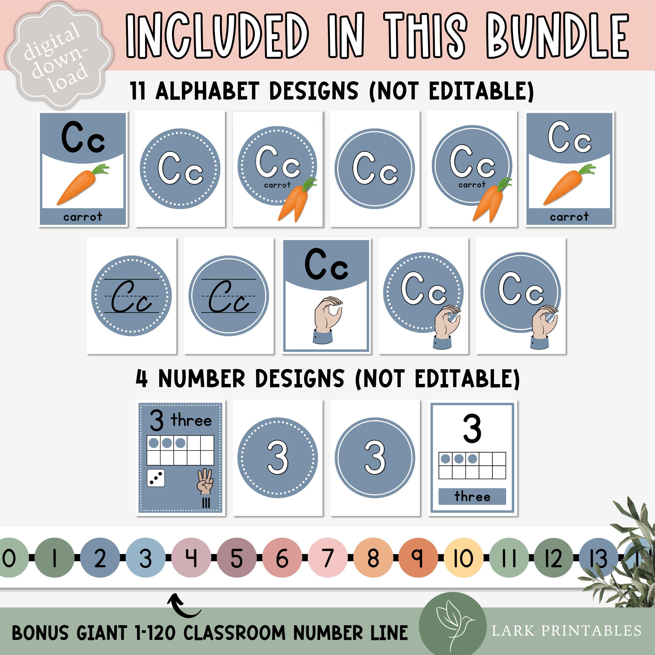 Alphabet Posters for Classroom, Number Posters, Classroom Decor Bundle ...