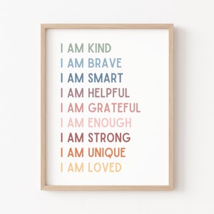 Affirmations for Kids, Classroom Posters, I Am Affirmations, Playroom ...
