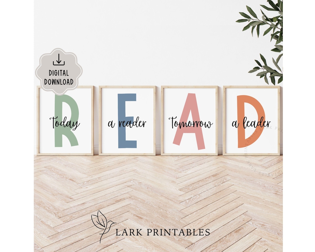 Today A Reader Tomorrow A Leader Set of 4 Printable Posters Digital ...