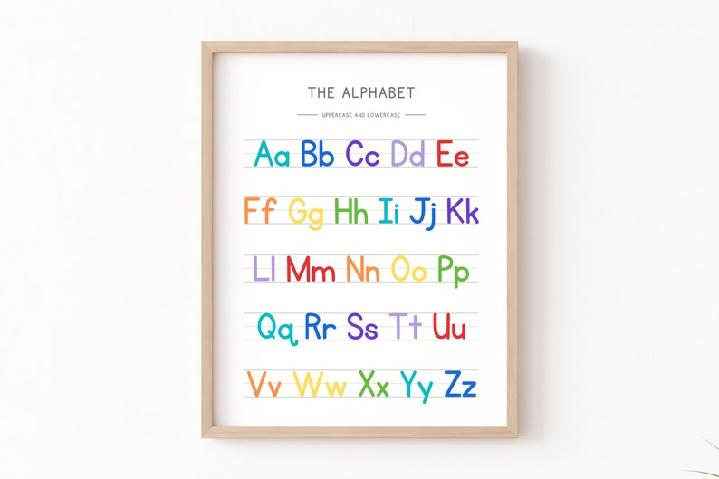 Rainbow Alphabet Poster Handwriting Chart Print Educational - Etsy