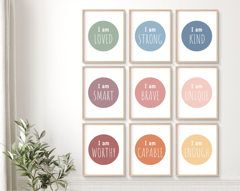 Kids Affirmation Wall Art Posters Boho Classroom Decor I Am Brave ...