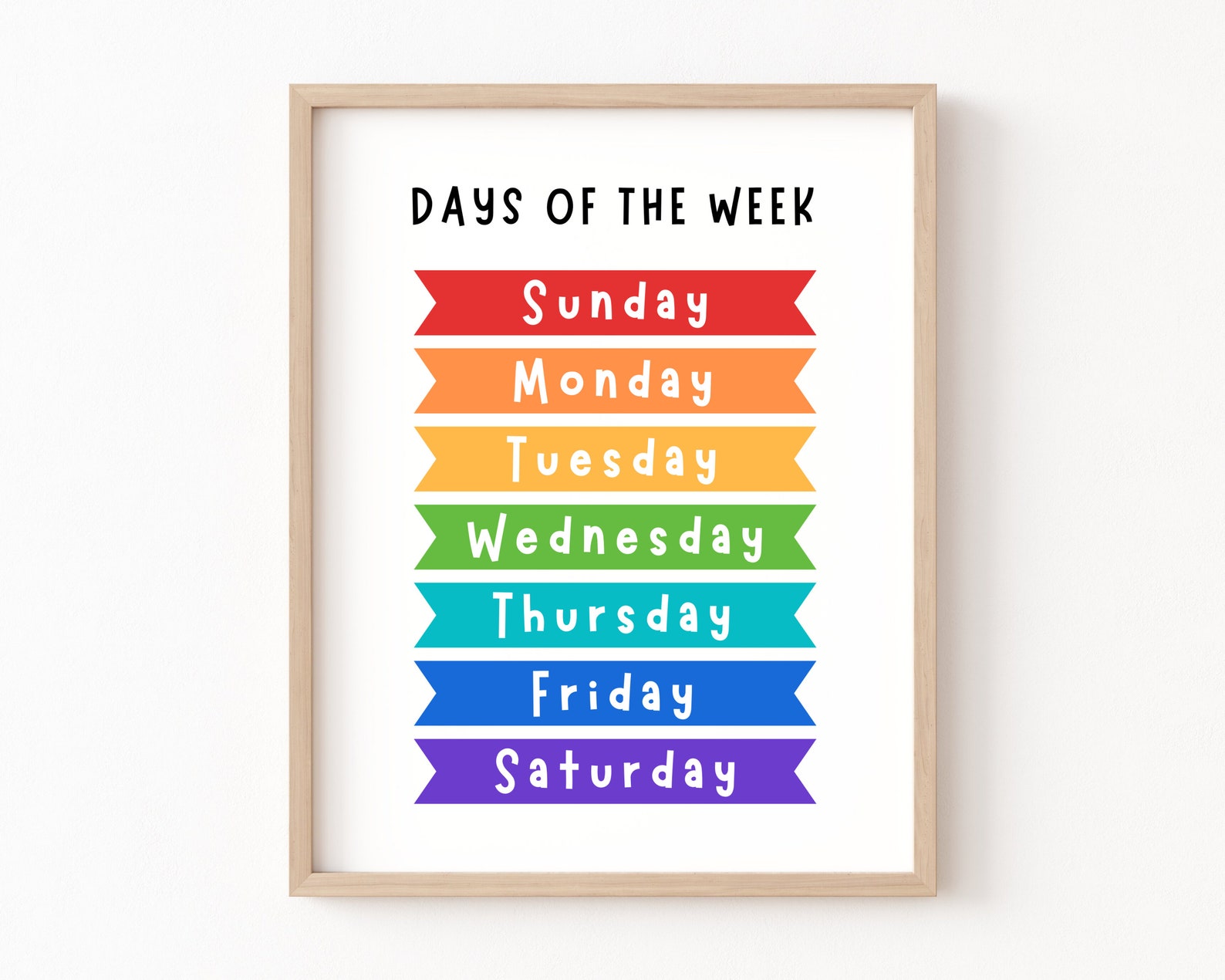 Days of the Week Printable Educational Wall Art Playroom | Etsy