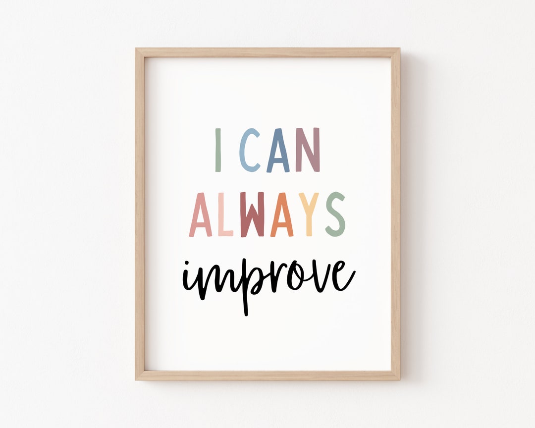 I Can Always Improve Positive Affirmation Wall Art Growth Mindset ...