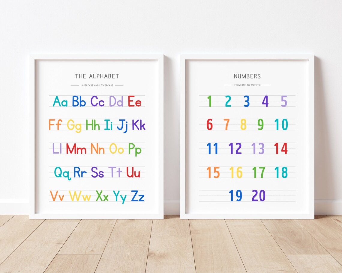 Rainbow Alphabet Poster Handwriting Chart Print Educational - Etsy