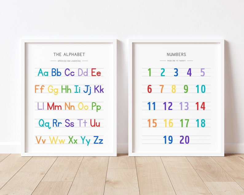 Rainbow Alphabet Poster Handwriting Chart Print Educational - Etsy