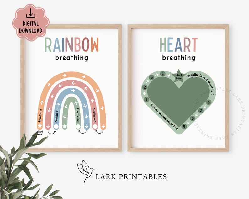 Mindful Breathing Posters for Kids, Classroom Posters, Calm Down Corner ...