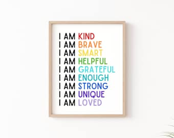 Affirmations for Kids, Classroom Posters, I Am Affirmations, Playroom ...