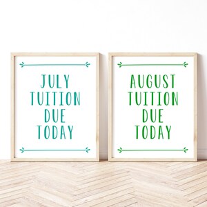 Monthly Tuition Due Sign Digital Download Printable, Dance Studio ...