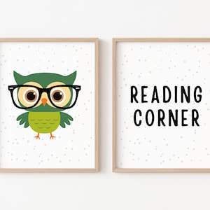 Reading Corner Printable Set of 2, Reading Corner Sign Nook Boho ...