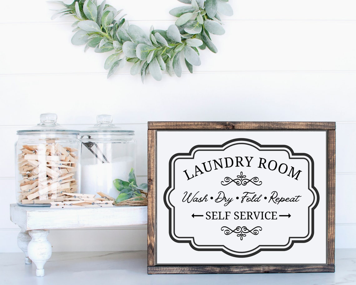 Laundry Room Sign, Laundry Printable, Wash Dry Fold Repeat, Laundry ...