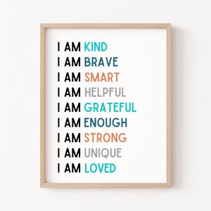 Affirmations for Kids, Classroom Posters, I Am Affirmations, Playroom ...