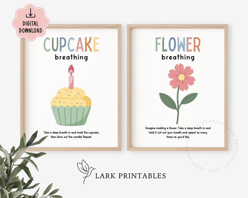 School Counselor Office Printable Posters, Mindful Breathing Cards for ...