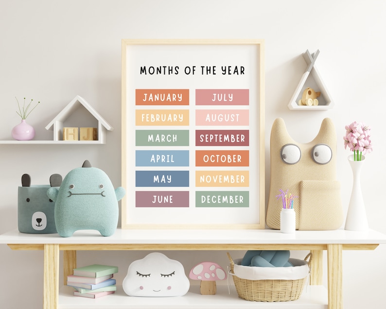 Months of the Year Printable, Educational Posters, Kindergarten Poster ...