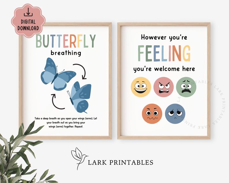 School Counselor Office Printable Posters, Mindful Breathing Cards for ...