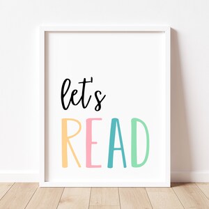 Let's Read Sign, Playroom Printable, Kids Read Wall Art, Playroom ...
