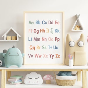 Rainbow Alphabet Poster, ABC Poster, Playroom Wall Decor, Educational ...