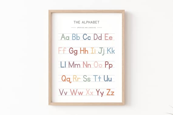 Rainbow Alphabet Poster Handwriting Chart Print Educational - Etsy