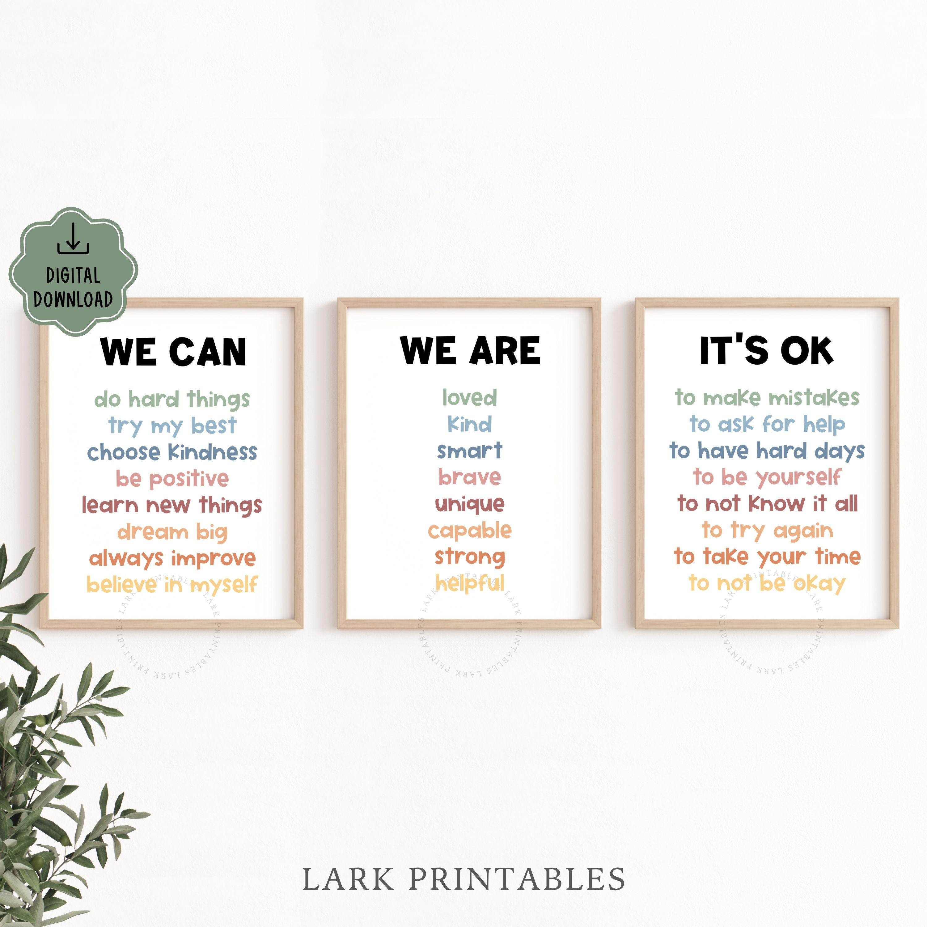 Kids Affirmation Poster, Set of 3 Positive Affirmations Bundle ...